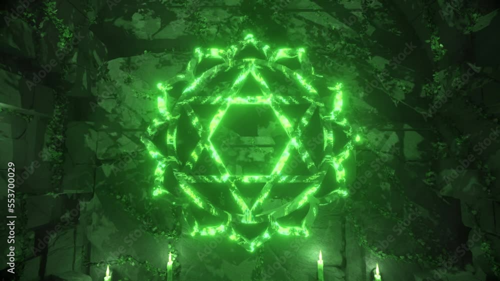 Heart Chakra symbol stone Hindu meditation 3d green abstract backdrop ...