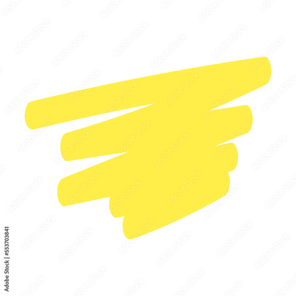 Line paint over drawn by yellow marker. Vector illustration of ...