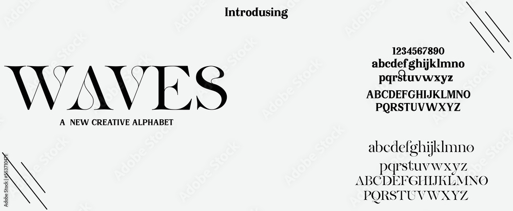 Classic typography font. Uppercase, lowercase, ligatures, ampersand ...