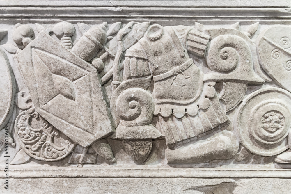Roman military armor. Roman marble sarcophagus, Selcuk (Ancient Ephesus ...
