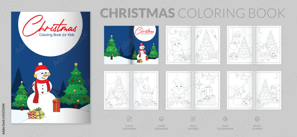 Set of merry Christmas coloring pages. Coloring book for kids ...