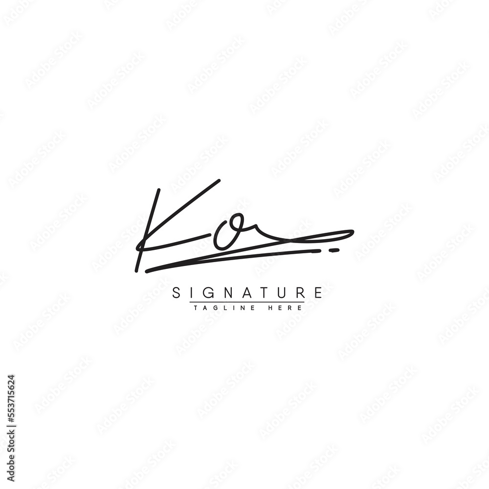 Handwritten Signature logo for Initial Letter KO - Vector Logo Template ...
