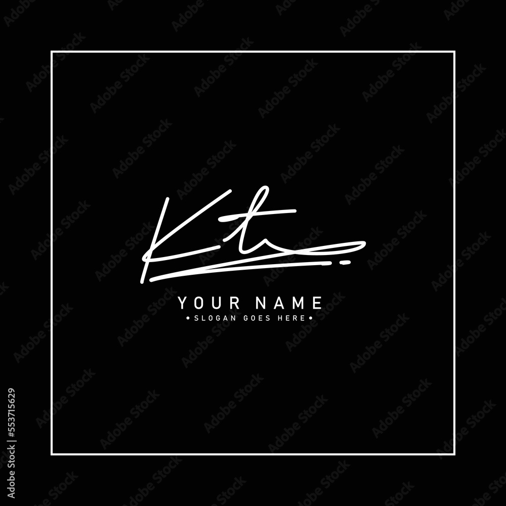 Initial Signature Logo for Letter KT - Vector Logo Template in ...