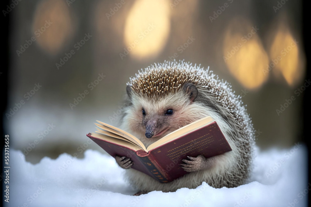 Cute hedgehog reading a book Stock-Illustration | Adobe Stock