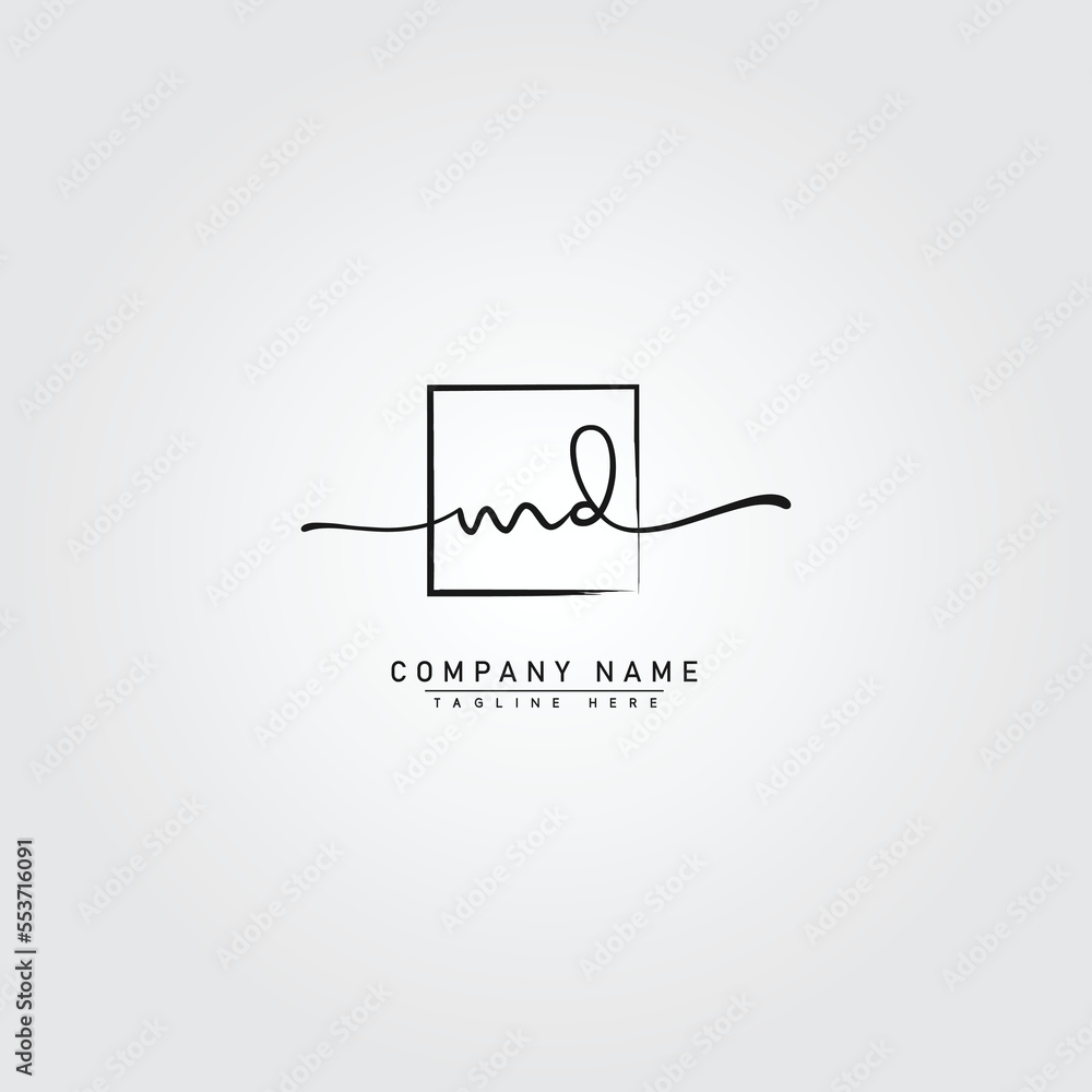 Initial Letter MD Vector Logo Template in handwritten Signature Style ...