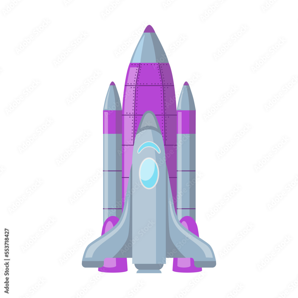 Spaceship, multi stage rocket, cartoon illustration. Isolated ...