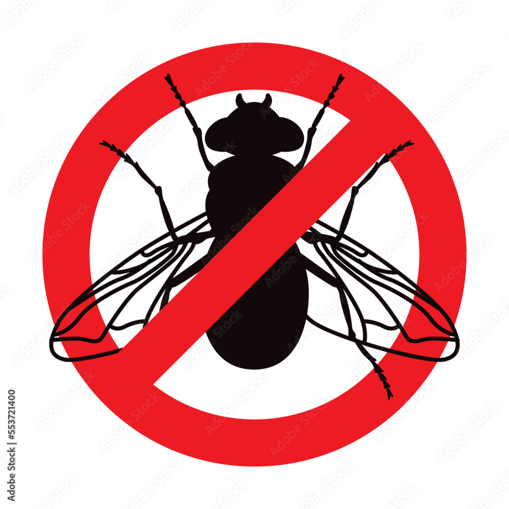 Stop fly sign against insects. Vector illustration of warning symbol ...