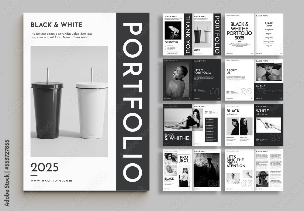 Black And White Portfolio Layout Stock Template | Adobe Stock