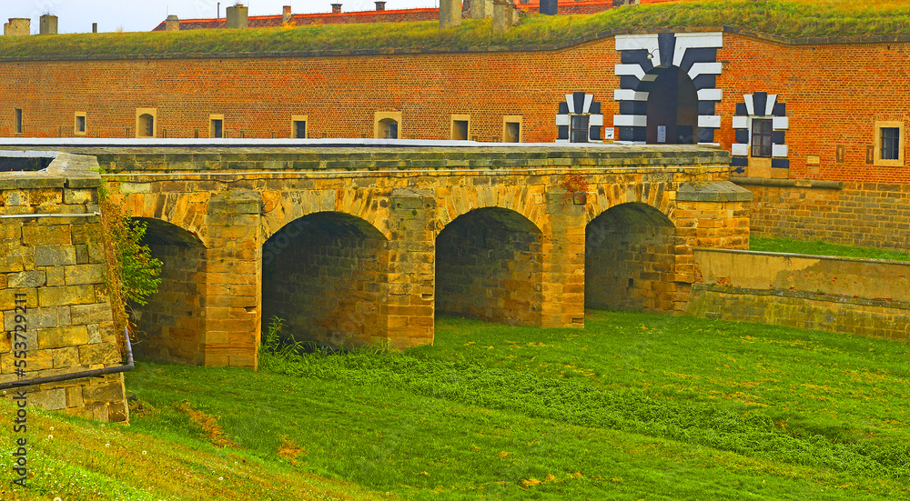 Entrance to the Terezin memorial, former concentration camp. Thousands ...