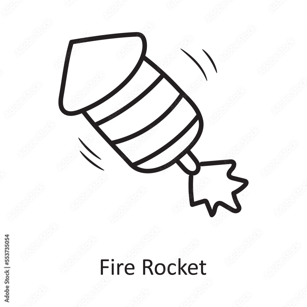 Fire Rocket vector outline Icon Design illustration. Party and ...