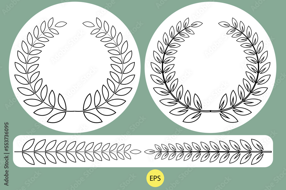 Laurel Wreaths Vector line art, Wreath Silhouette Stock Vector | Adobe ...