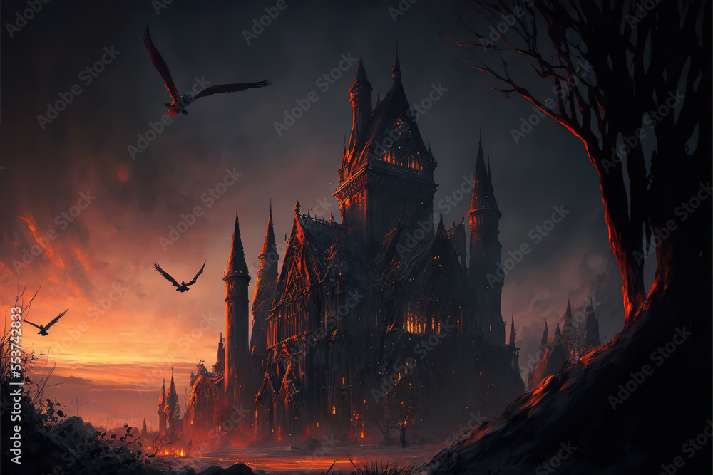 medieval, dark fantasy, gothic, haunted castle, vampires, art ...