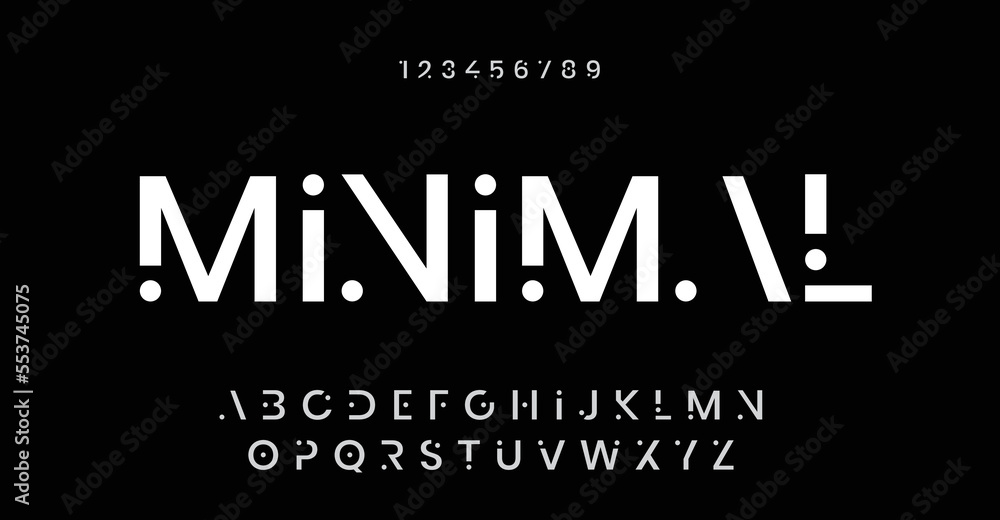 MINIMAL, Slim monogram fonts with minimal typography. Illustration and ...