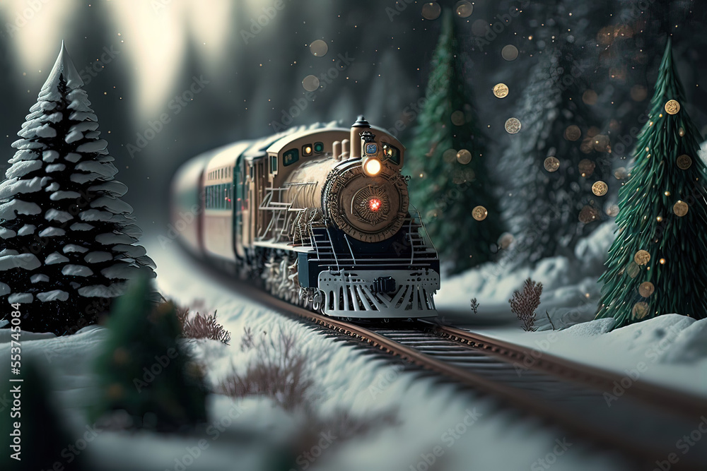 Old vintage train in the snow. Winter snow forest train ride in winter ...