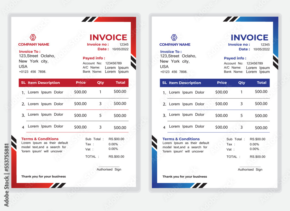 Vetor de Business Minimal Corporate Invoice design template vector ...