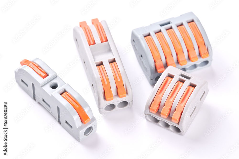 Cable lug for connecting electric wires, Terminal block isolated on ...