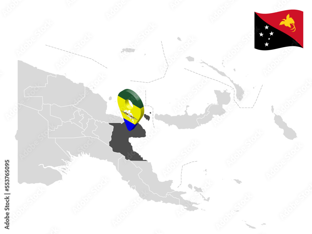 Location Morobe Province on map Papua New Guinea. 3d location sign ...