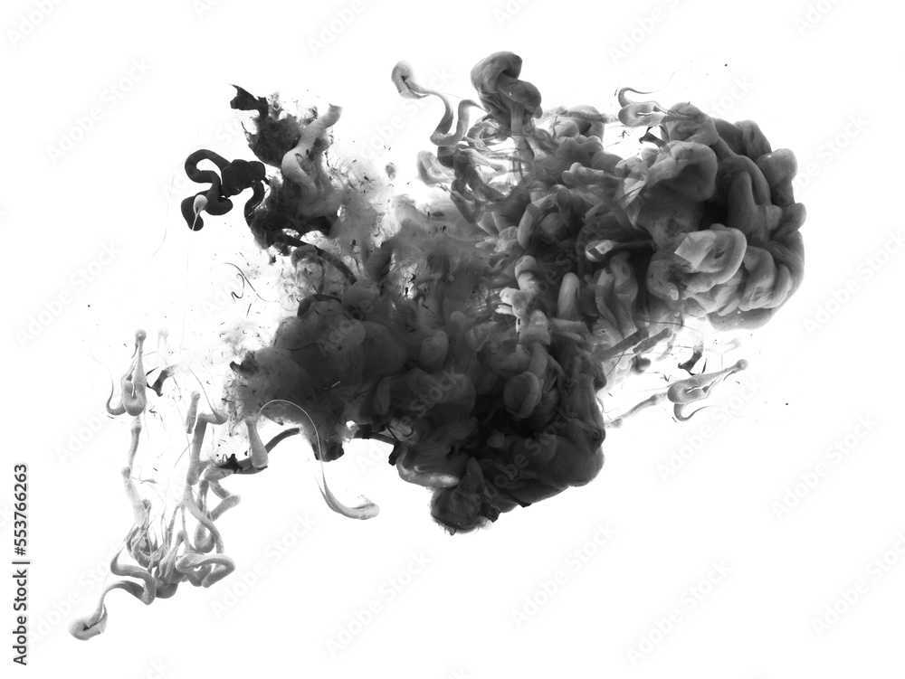 Ink black color smoke blot on Png transparent Abstract background ...