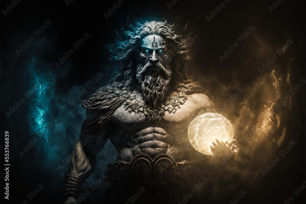 Mythological Greek god of darkness Erebus surrounded by the universe ...