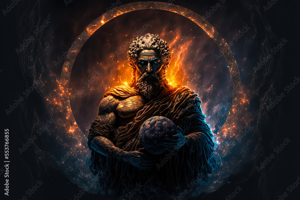 Mythological Greek god of darkness Erebus surrounded by the universe ...