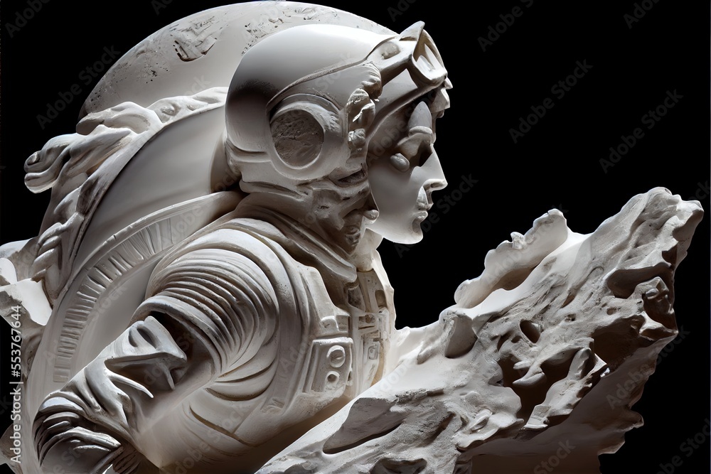 Logo of a greek sculpture of an astronaut Stock Illustration | Adobe Stock