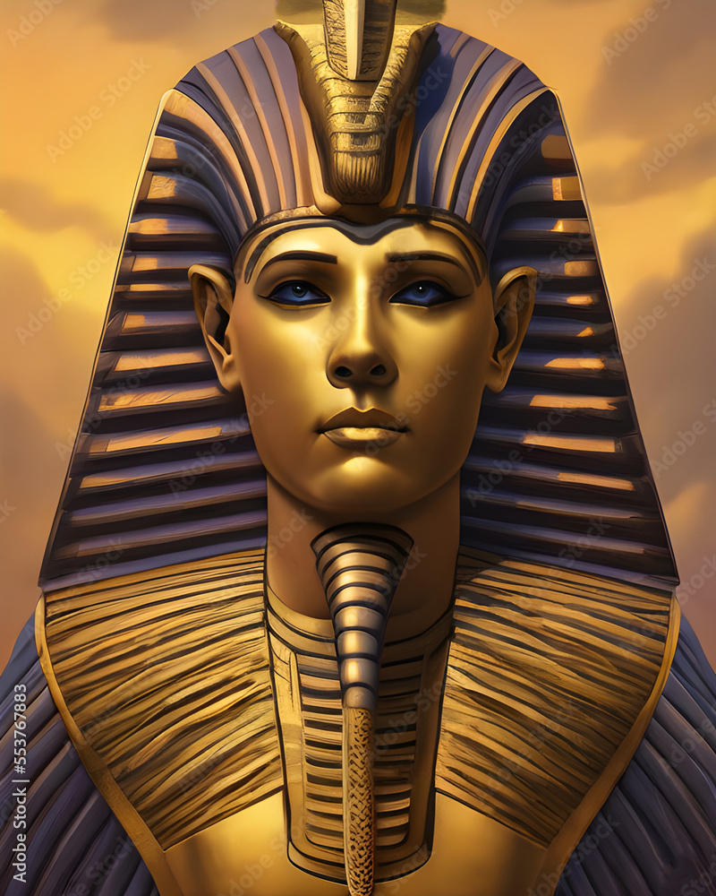 Ai Digital Illustration Golden Pharaoh Statue Portrait Stock ...