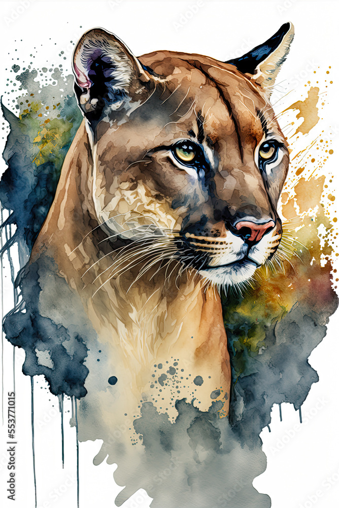 Watercolor painting of a Florida panther. Generative AI Stock ...