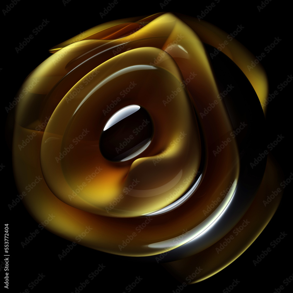3d render of abstract art of surreal 3d ball or sphere in curve wavy ...
