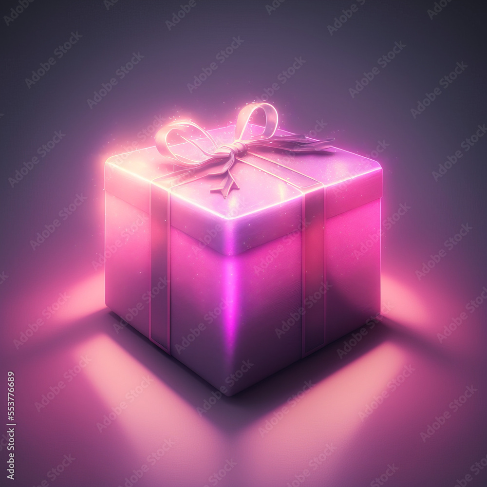 Cyberpunk gift box that contains the entire universe with a ribbon bow ...