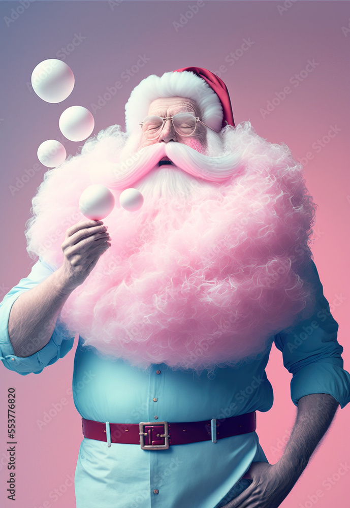 Santa Claus abstract pastel portrait dressed entirely in woolen clothes ...