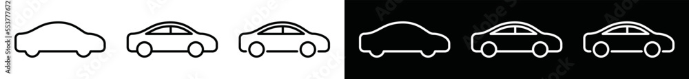 Simple line art of car icon vector. four-wheel vehicle icon set for ...