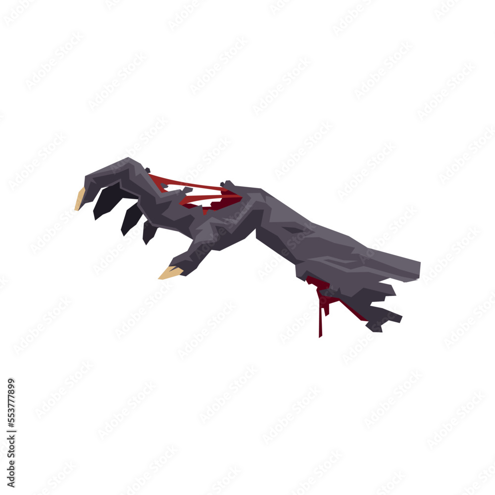 Creepy brown zombie hand with blood vector illustration. Horror ...