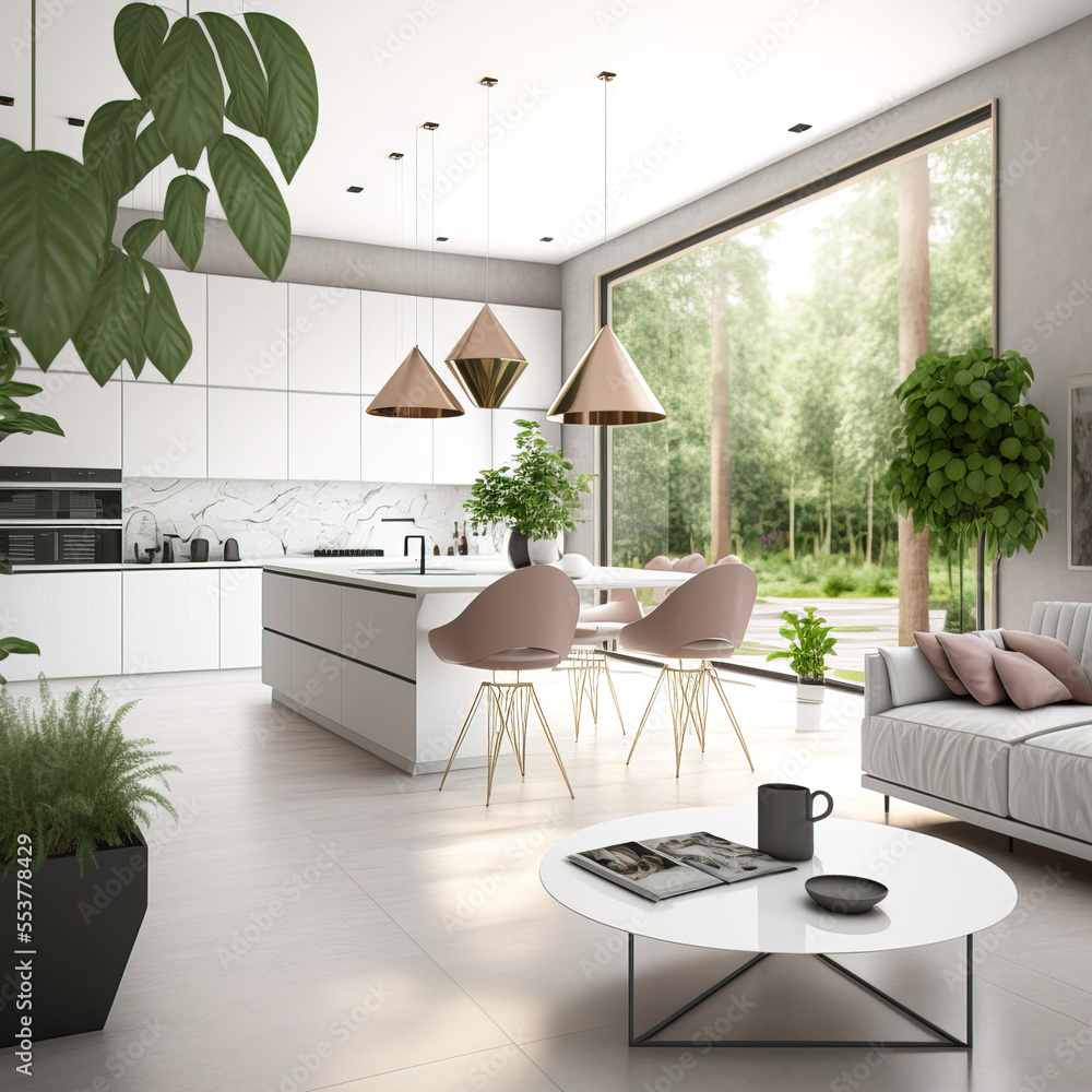 Modern contemporary luxury interior design, a combination of white wall ...