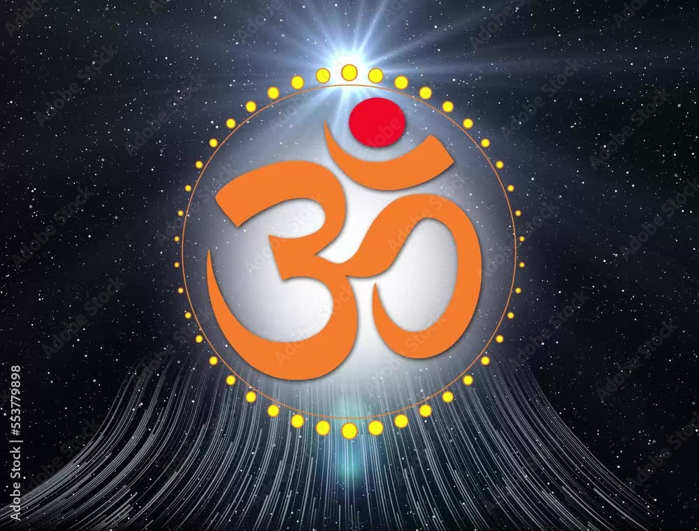 OM Hindu Symbol with Animated Stars in Background Stock Video | Adobe Stock