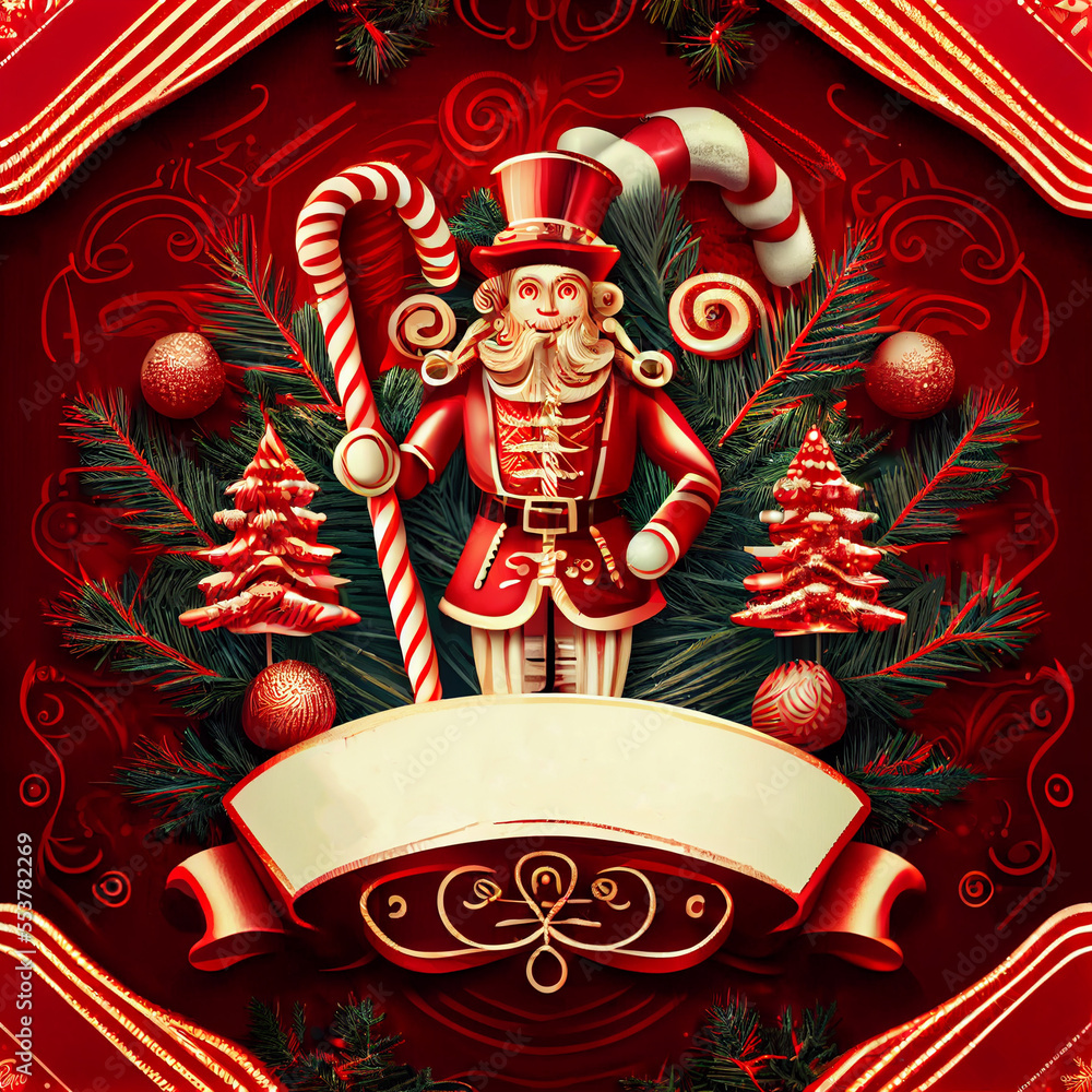 Merry Christmas and happy New Year background. Festive Red invitation ...