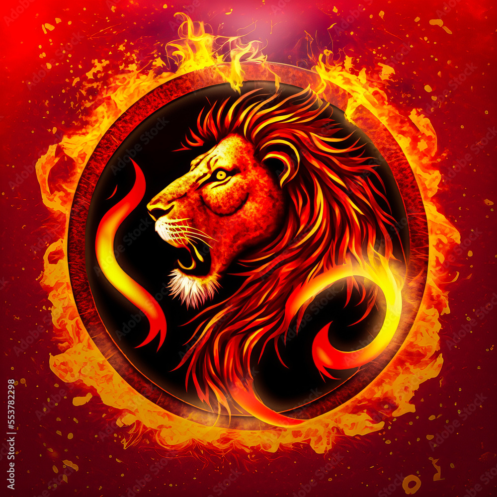 A circle of red flames is the astrological emblem of Leo; the color and ...