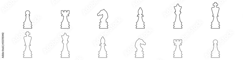 Vector set of chess pieces. A set of chess pieces. Figures of an ...