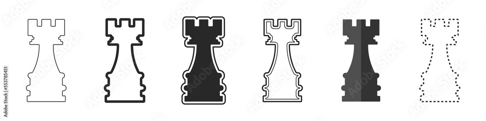 Vecteur Stock Elephant chess pieces vector icon set. Chess elephant ...
