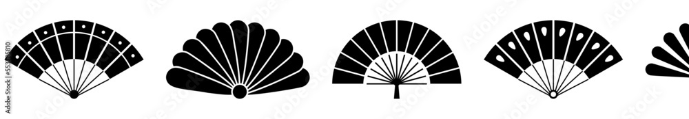 Hand fan icons. Vector illustration isolated on white background Stock ...