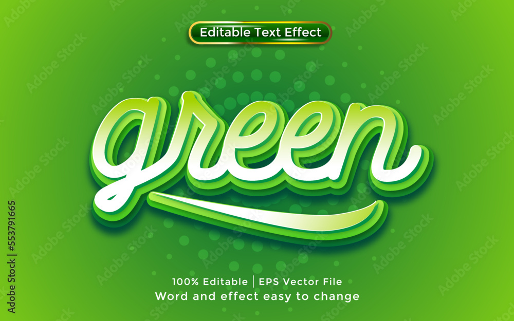 Green text, 3D style text effect Stock Vector | Adobe Stock