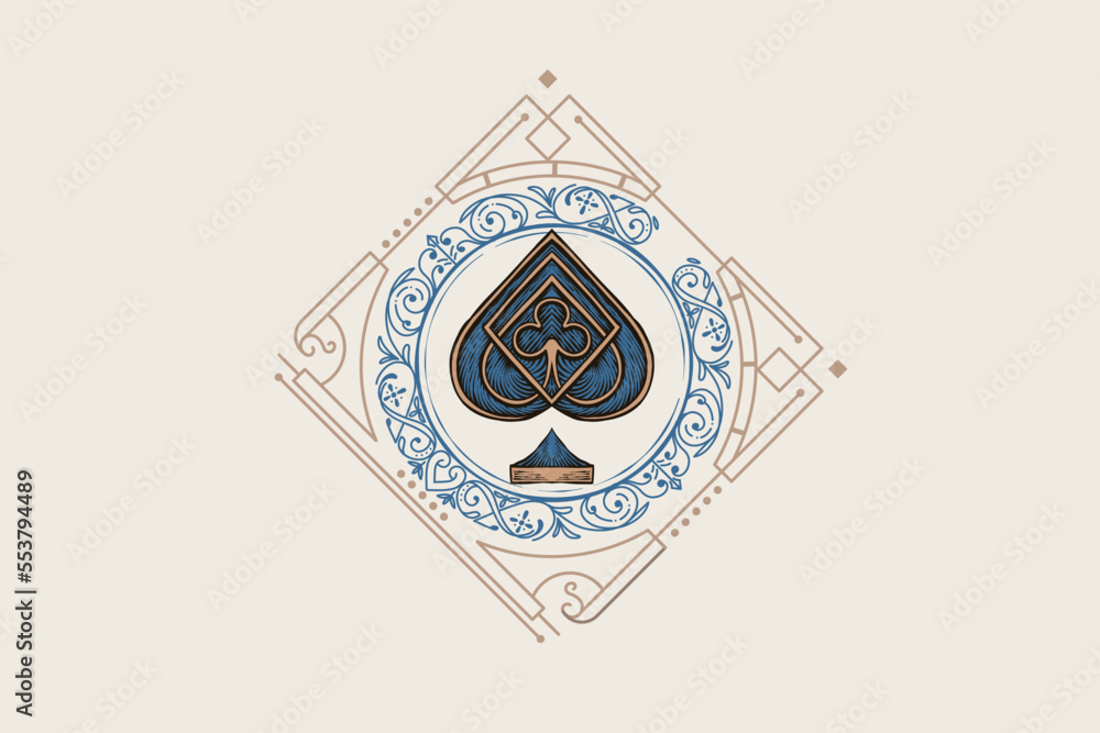 hand drawn ace illustration in classic style Stock Vector | Adobe Stock
