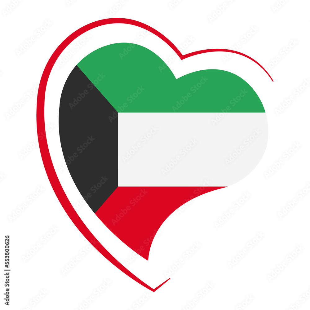 Illustration of National Day Kuwait. Kuwait flag in the shape of a ...