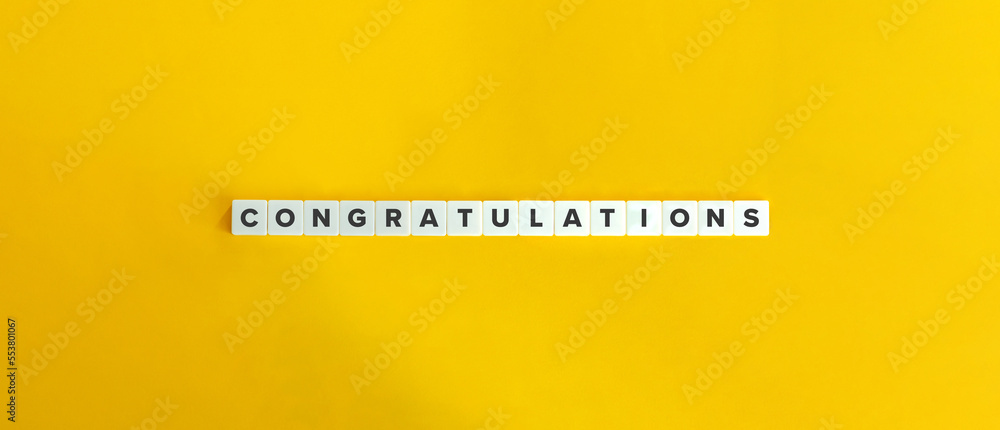 Congratulations Word on Letter Tiles on Yellow Background. Minimal ...