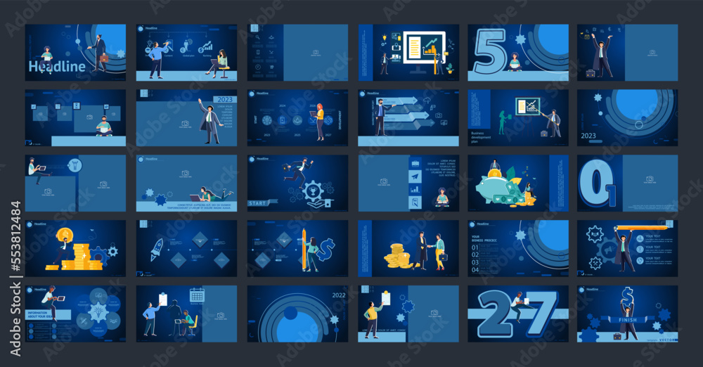 Infographic. Businessman plans business presentation, financial success ...