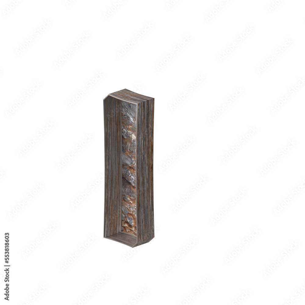 English alphabet symbol isolated made of tree bark in 3d rendering ...