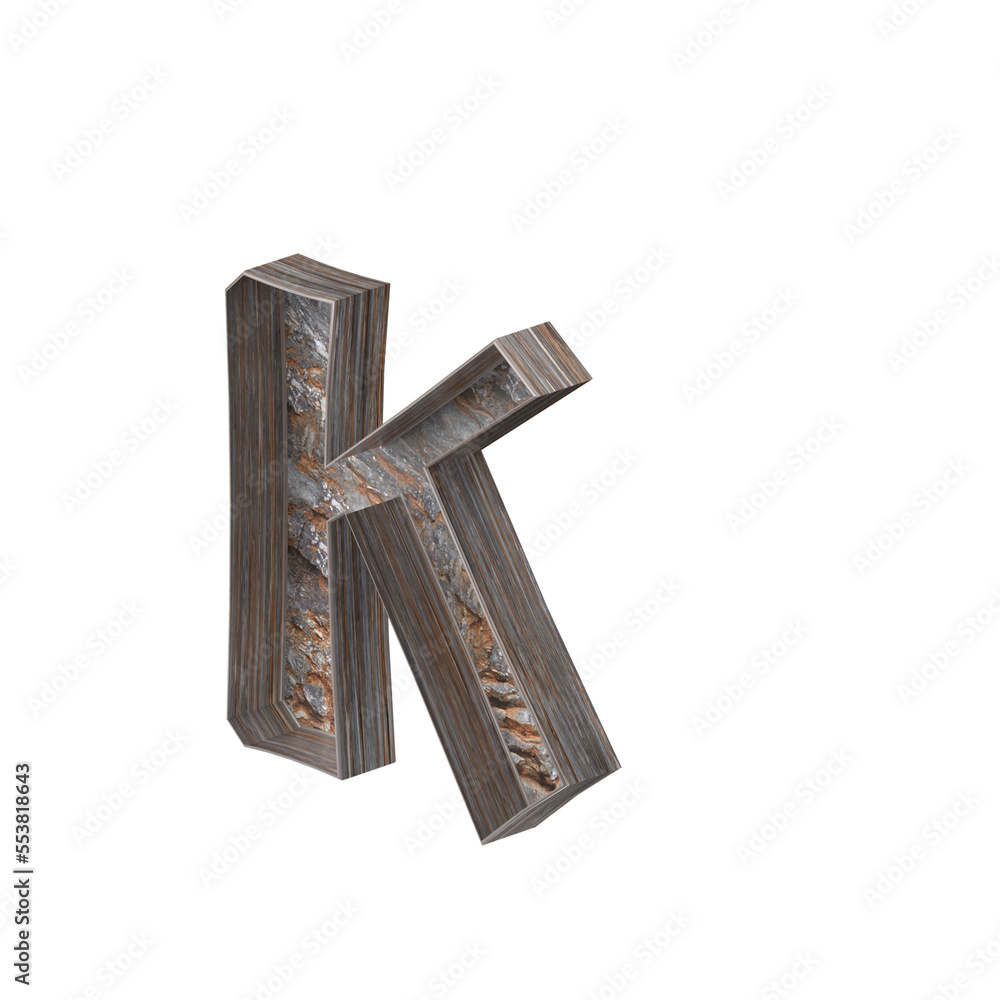 English alphabet symbol isolated made of tree bark in 3d rendering ...