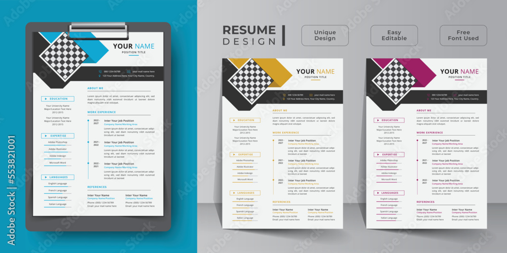 Creative and Modern resume template design with A4 letter layout ...