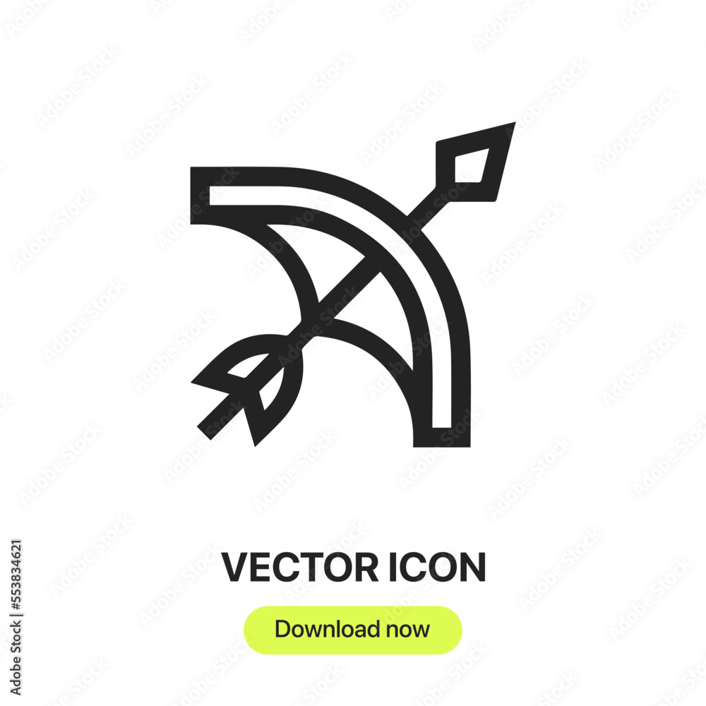 crossbow icon vector. Linear style sign for mobile concept and web ...