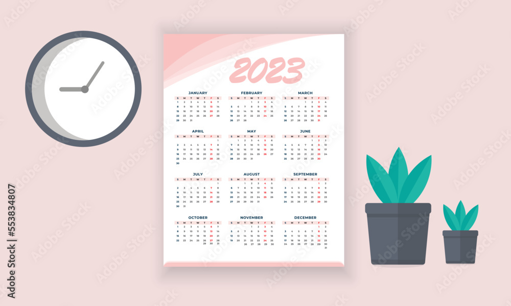 calendar design 2023 with mop-up, Calendar design templet, Calendar ...