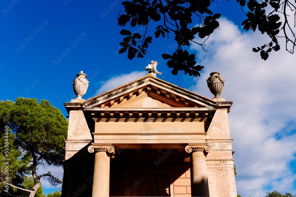 Poster A portico with columns and a triangular pediment on the Greek ...